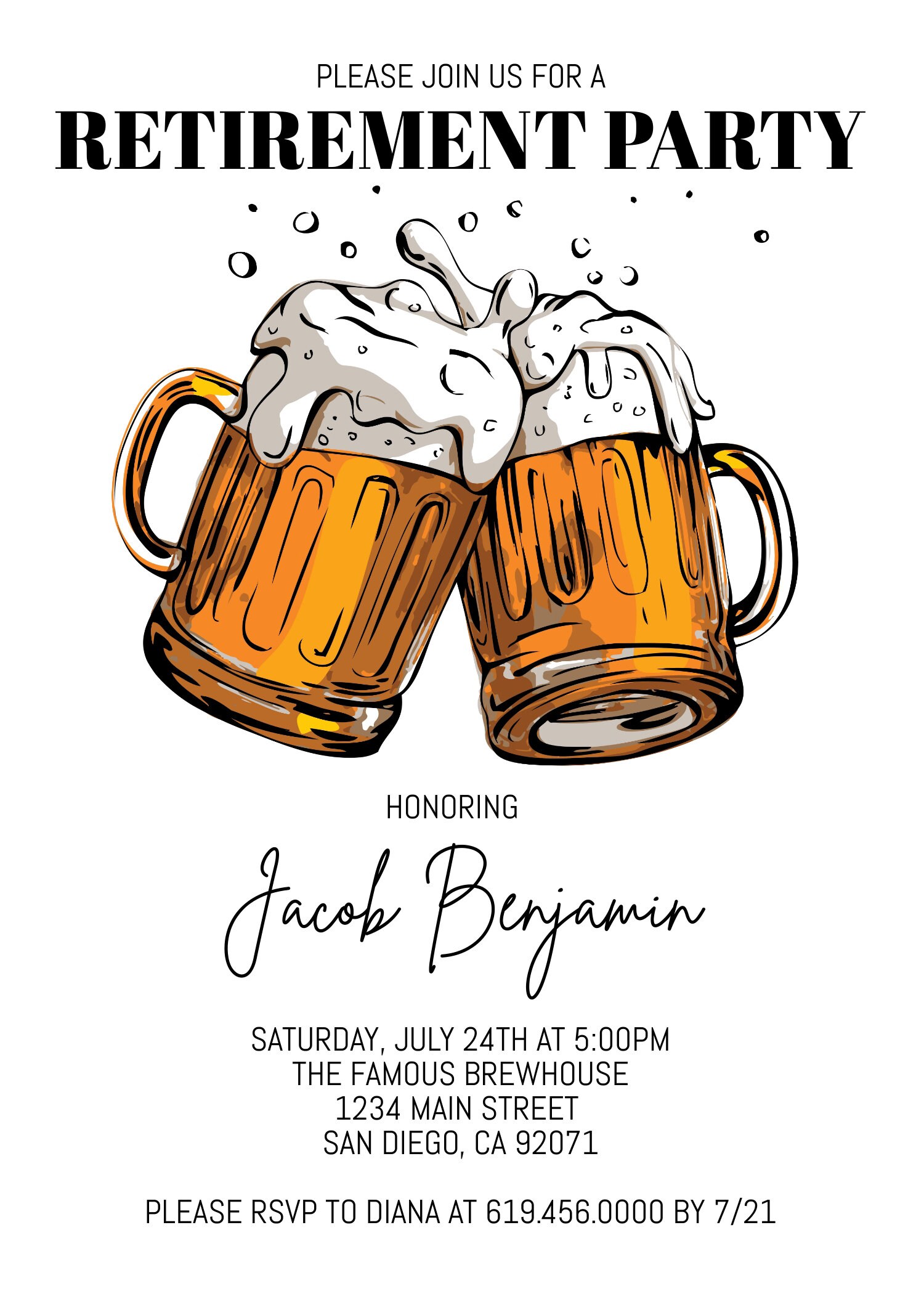 Beer Retirement Invitation Template, Beer Retirement Invitation, Beer ...