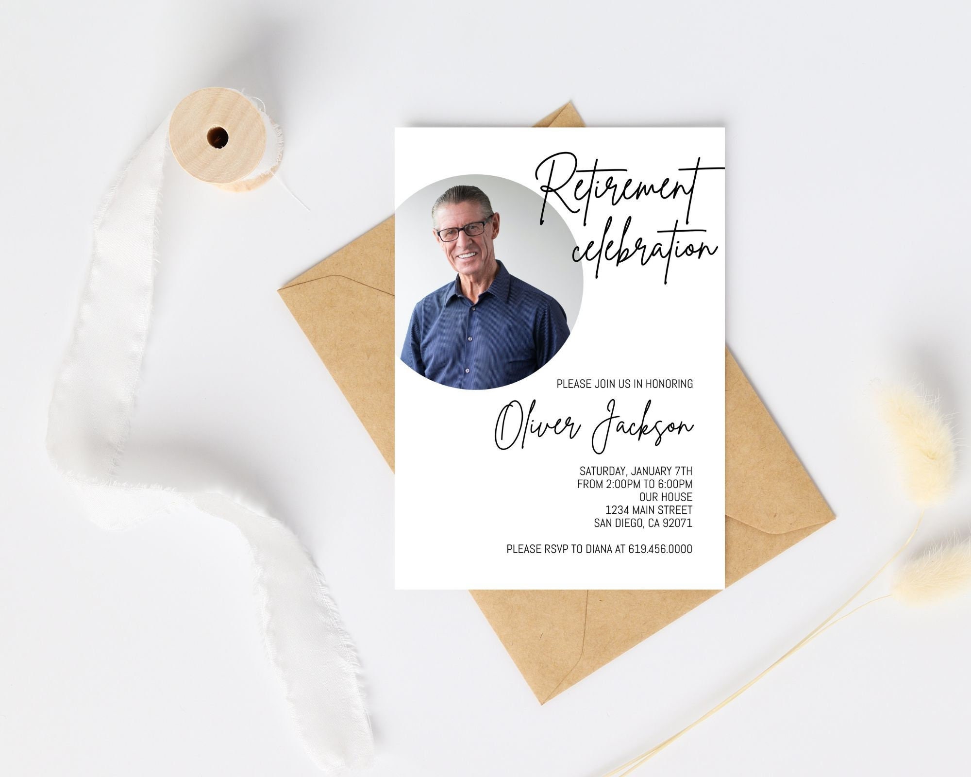 Minimalist Photo Retirement Party Invitation Template (digital Download ...