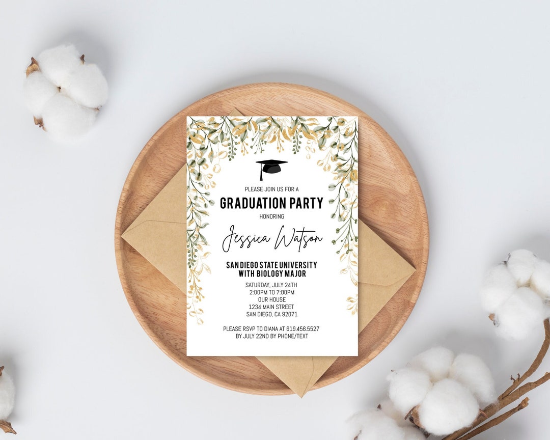 Wildflower Graduation Party Invitation, Wild Flower Printable Invite ...