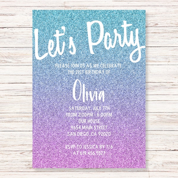 Glitter Invitation - Etsy