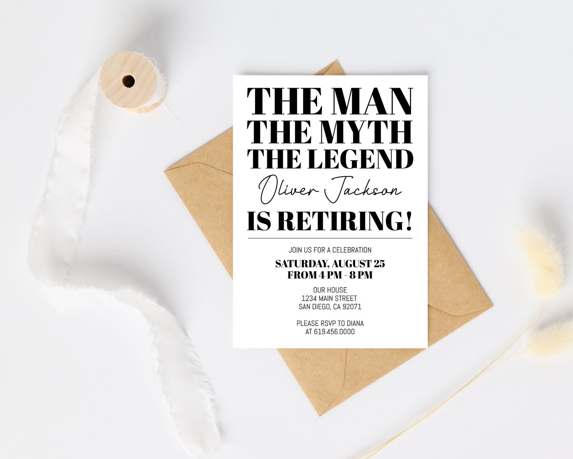 Minimal Retirement Party Invitation Template, the Man the Myth the ...