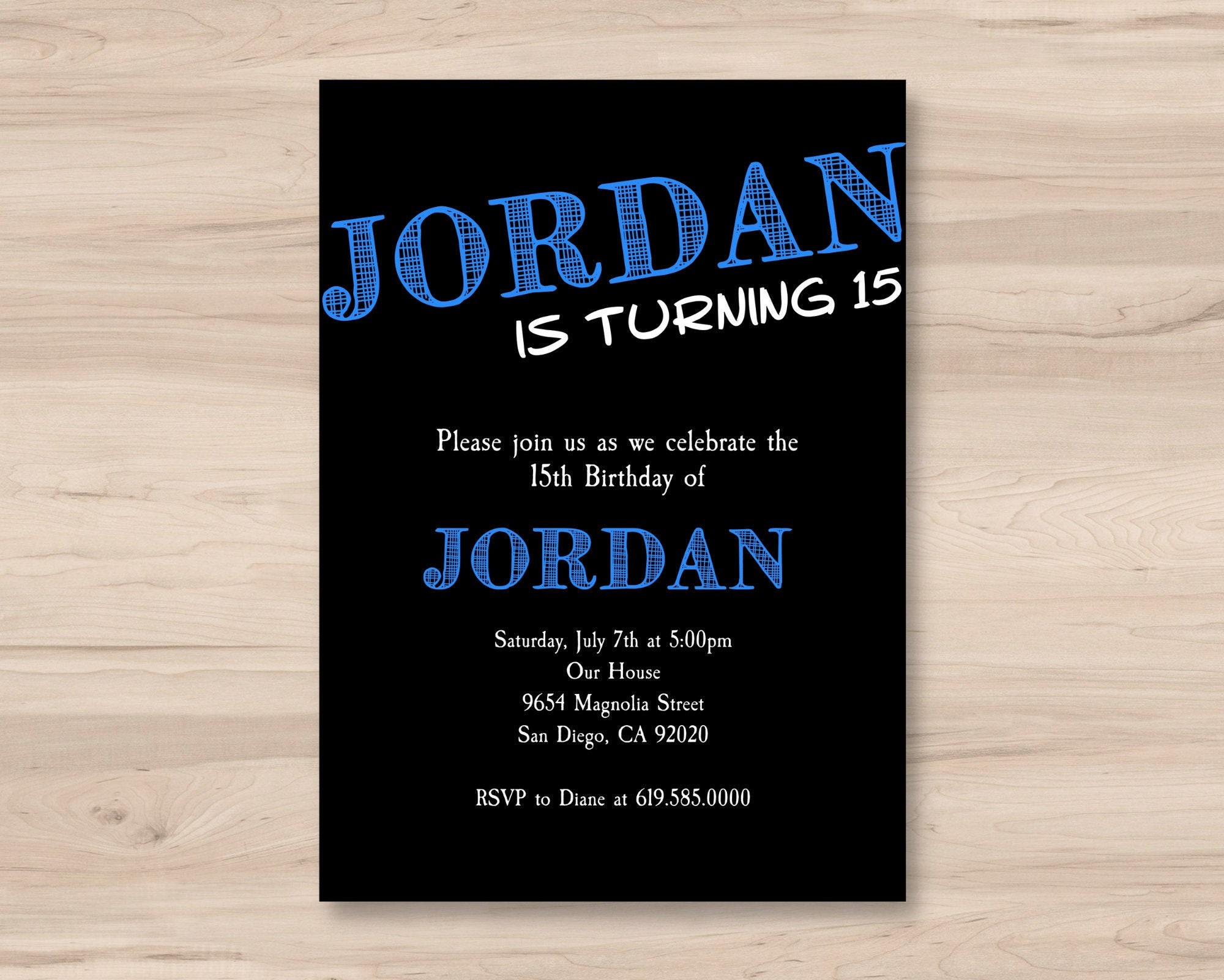 Black and Blue Birthday Invitation for Boys/any AGE & Color Edit ...