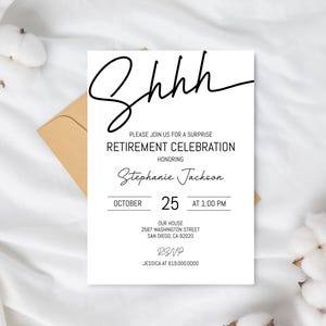 Surprise Retirement Invitation Template, Minimalist Retirement ...