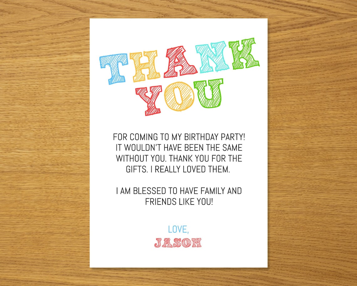 Editable Thank You Card, Simple Colorful Thank You Card Template for ...