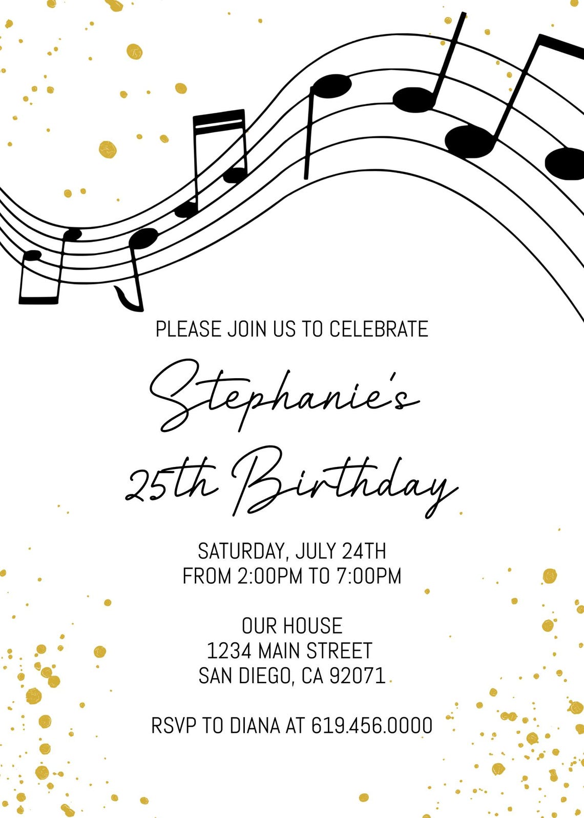 Music Notes Birthday Party Invitation Template, Karaoke Music Theme ...
