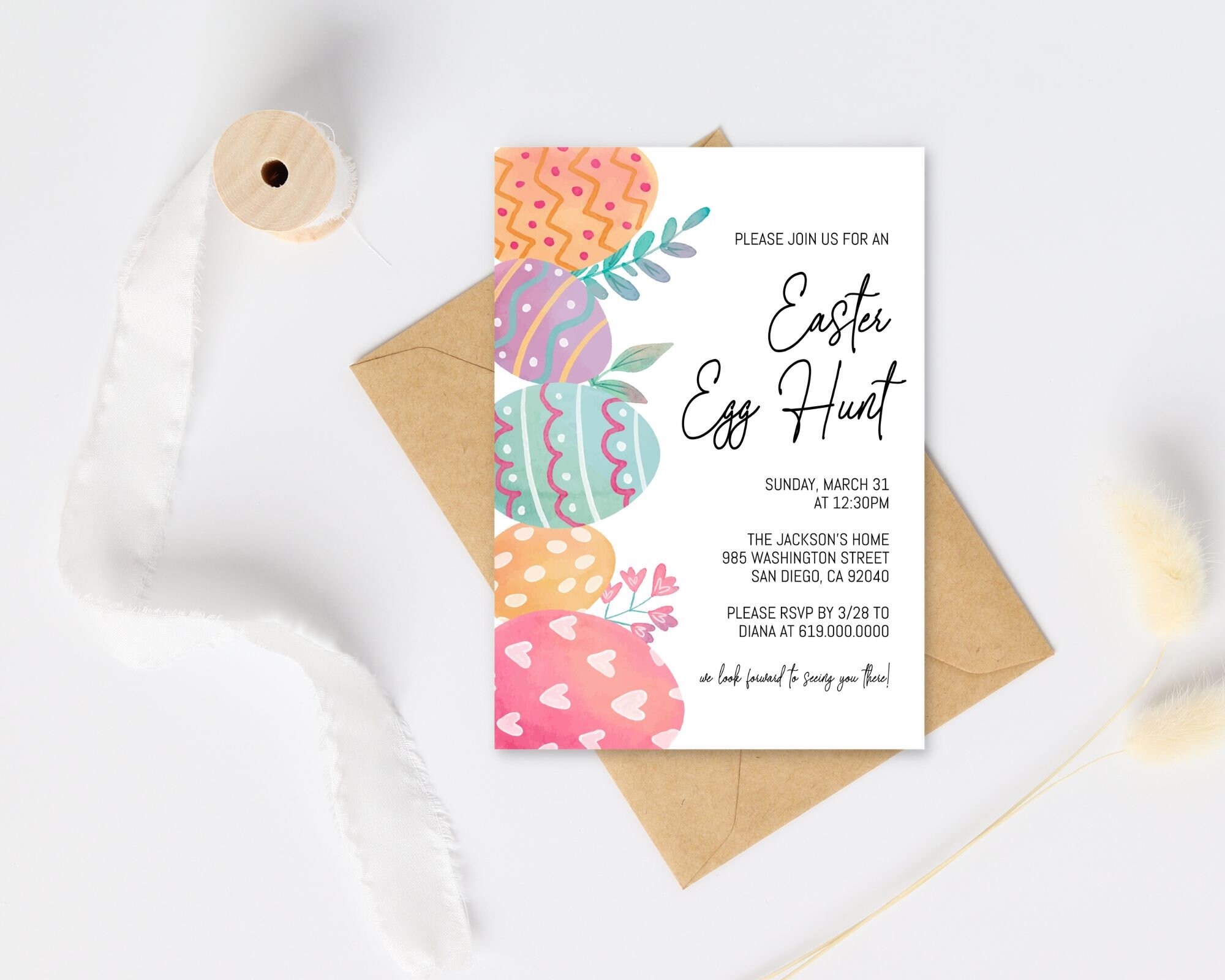 Easter Egg Hunt Invitation, Easter Brunch Invitation, Easter Invitation ...