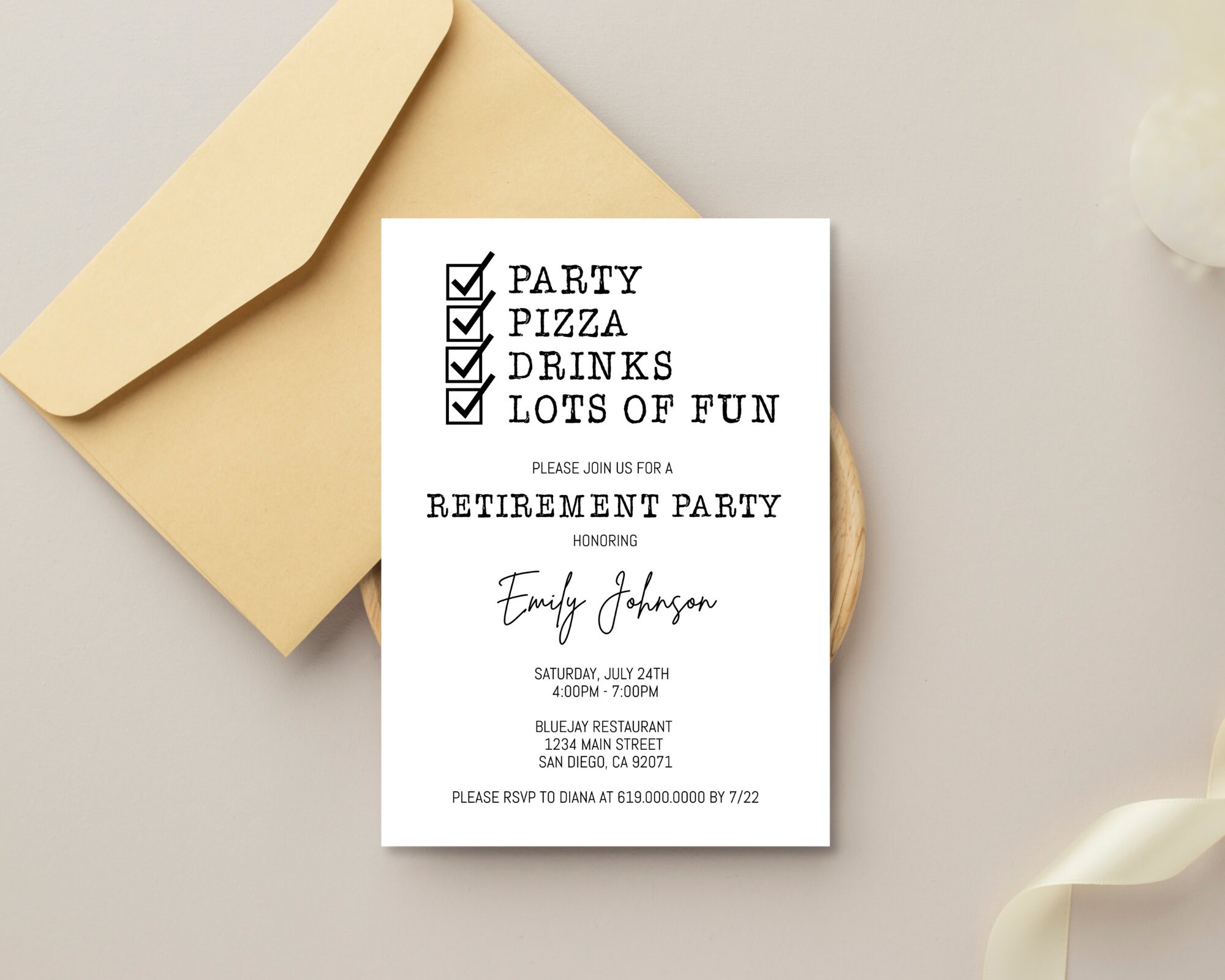 Minimalist Retirement Party Invitation Template, Minimal Retirement ...