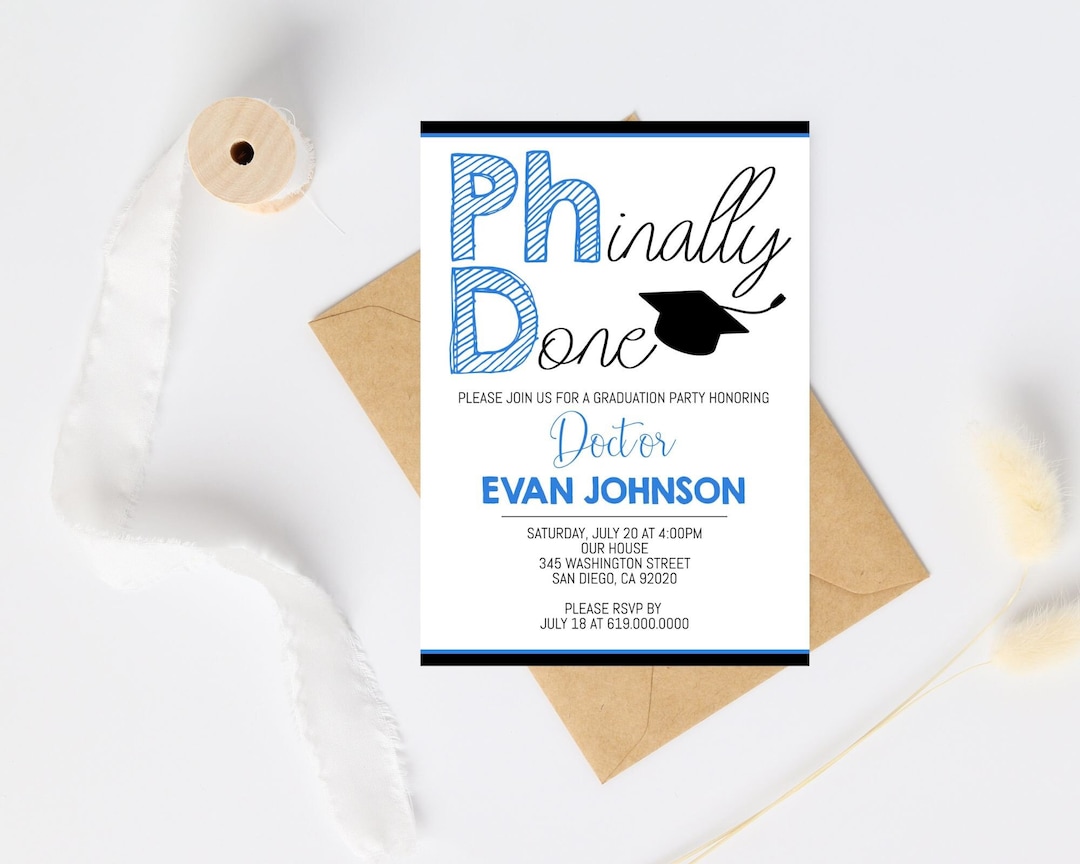Phd Graduation Invitation Template, Doctorate Graduate Printable ...