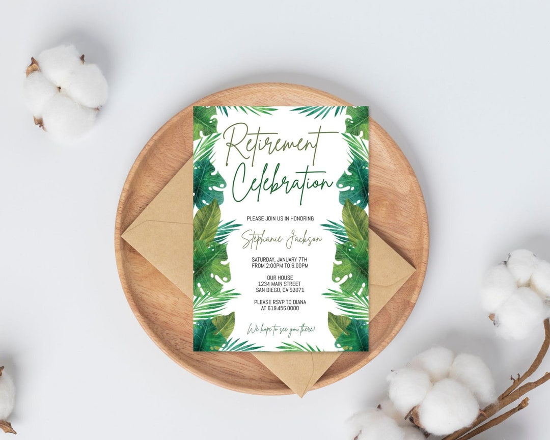 Tropical Retirement Invitation Template, Hawaiian Retirement Party ...