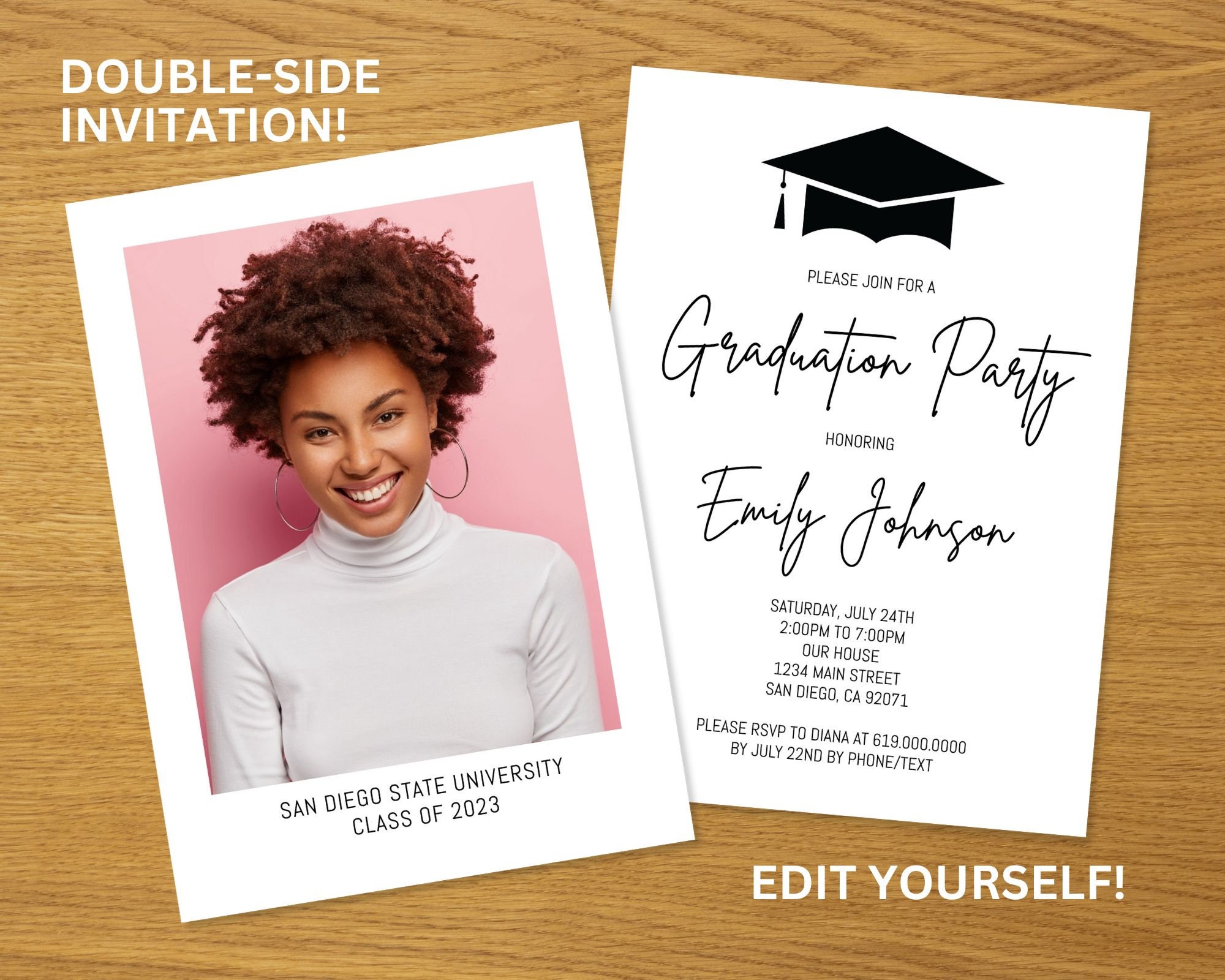 Minimalist Graduation Announcement, Graduation Party Invitation ...