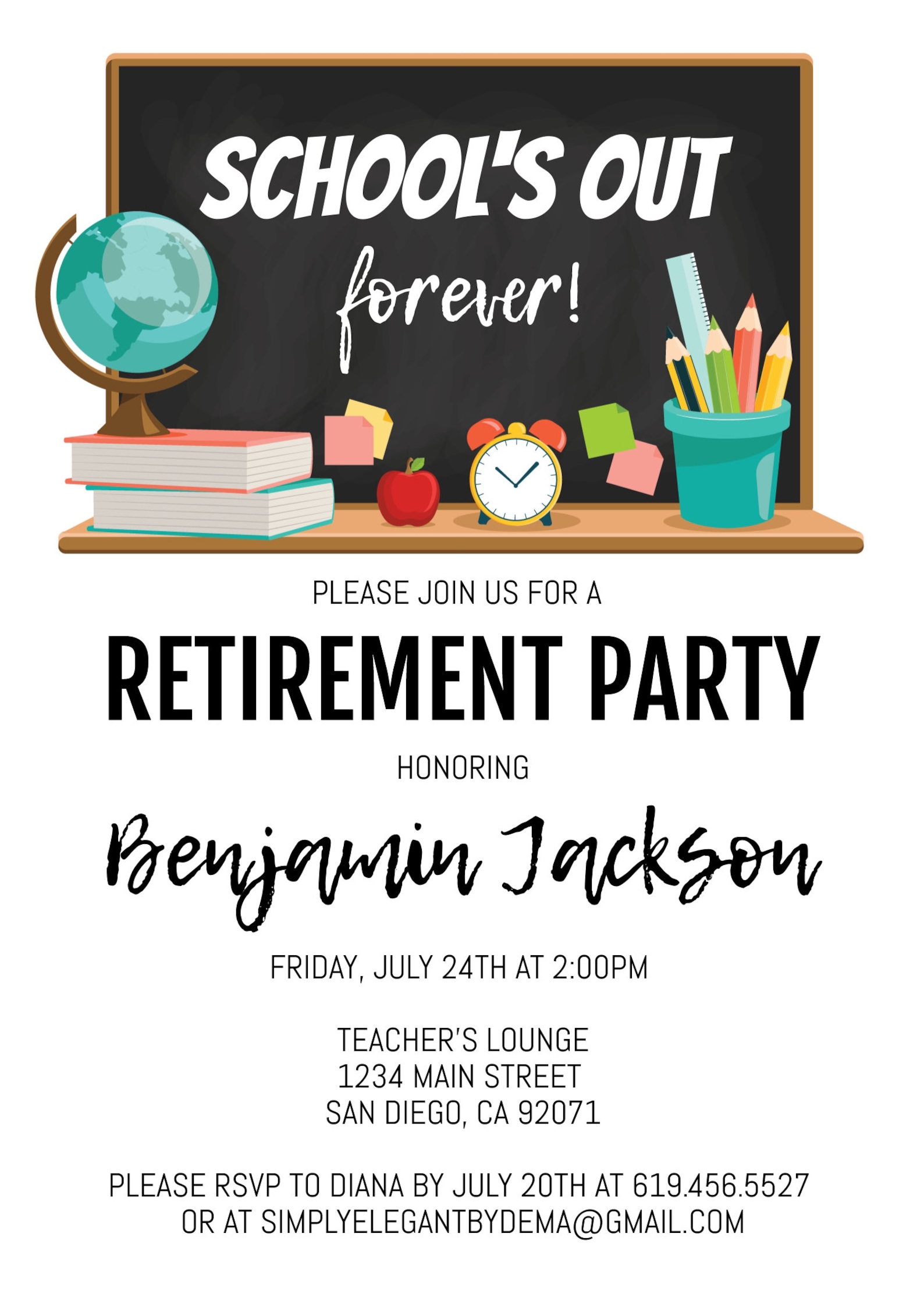 Teacher Retirement Invitation Editable School's Out - Etsy
