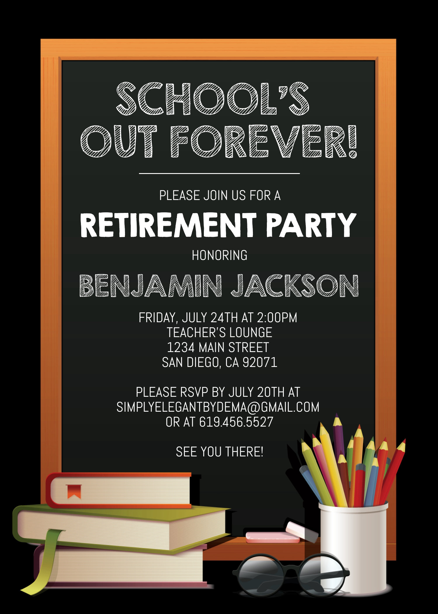 Teacher Retirement Invitation, Editable School's Out Forever Party ...
