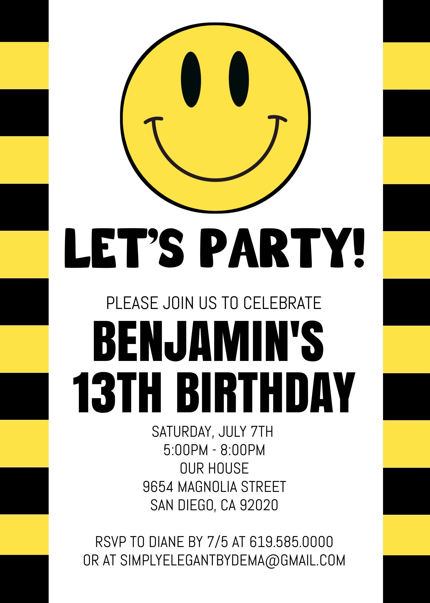 Emoji Smiley Face Birthday Invitation Template, Smile Face Invitation ...