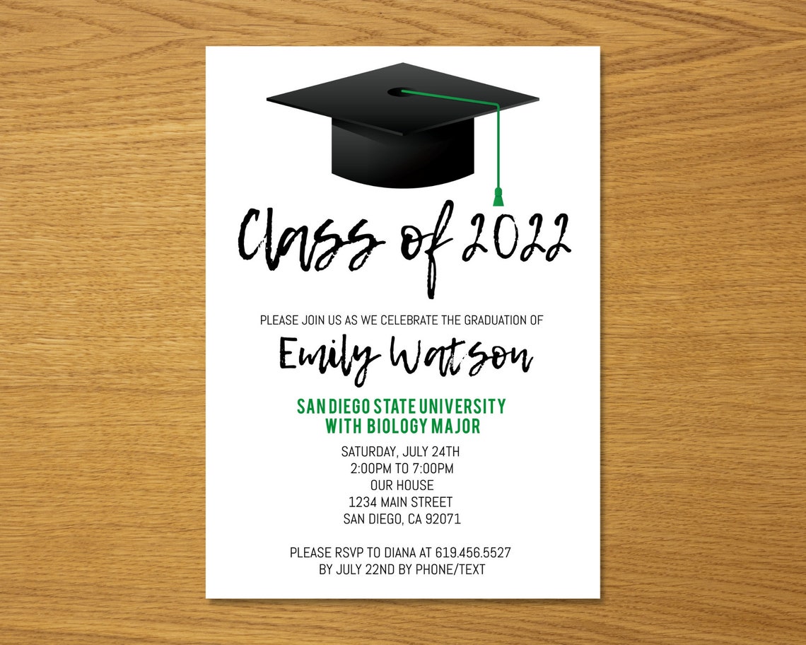 Green Graduation Party Invitation Template Graduation | Etsy