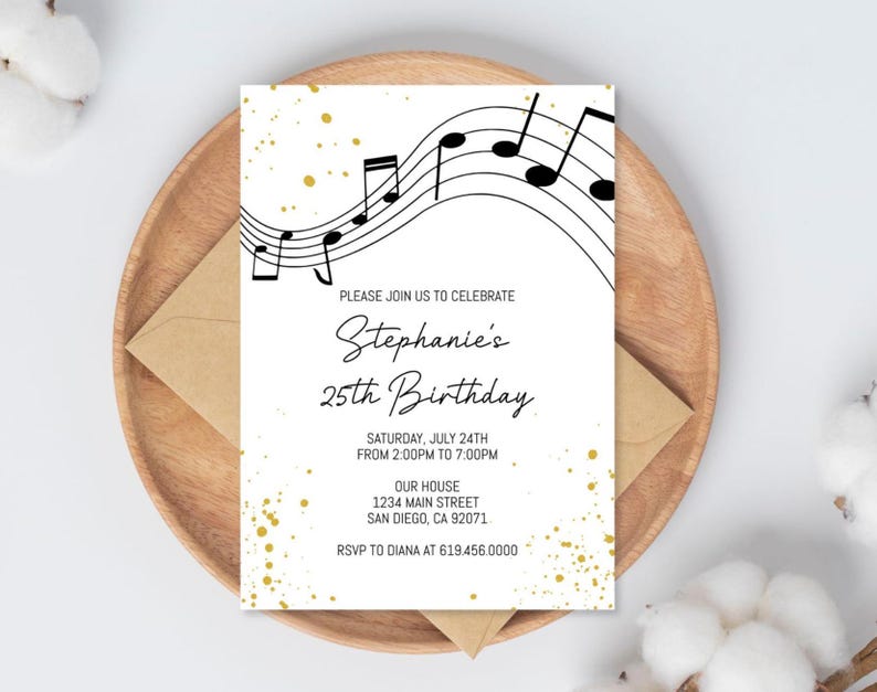Music Notes Birthday Party Invitation Template, Karaoke Music Theme ...