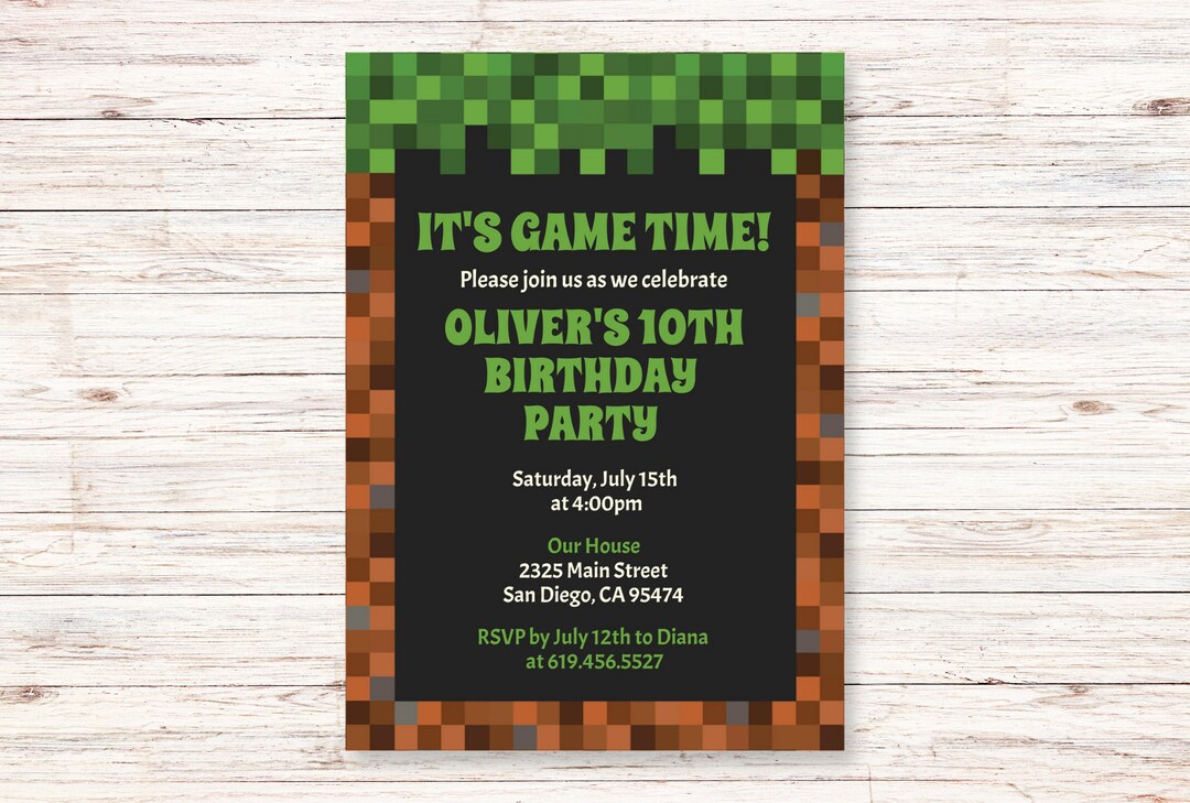 Pixelated Invite, Video Game Invitation, Pixel Birthday Invitation ...