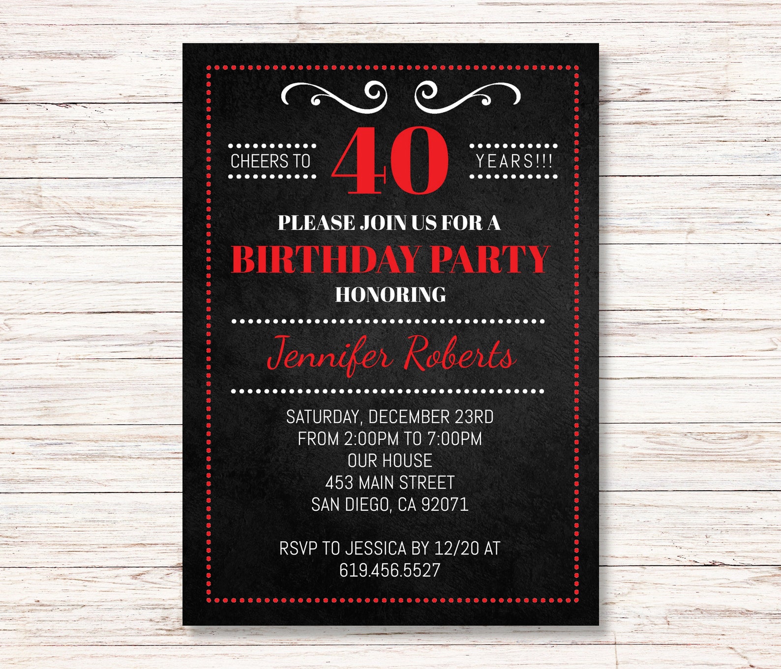 40th Birthday Party Invitation, INSTANT DOWNLOAD Digital Template, ANY ...