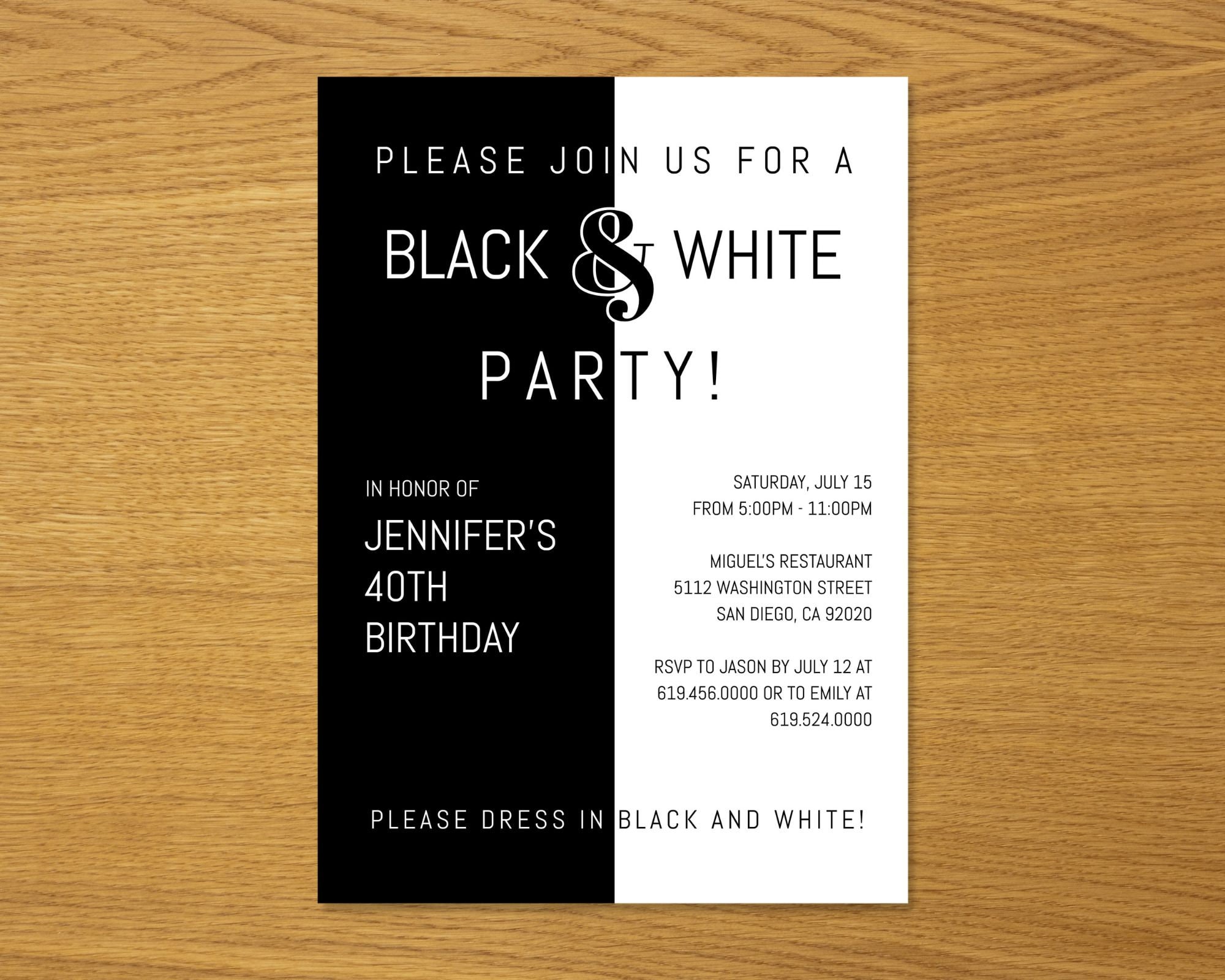 Stylish Black and White Party Invitations, Adult Party Invitation ...