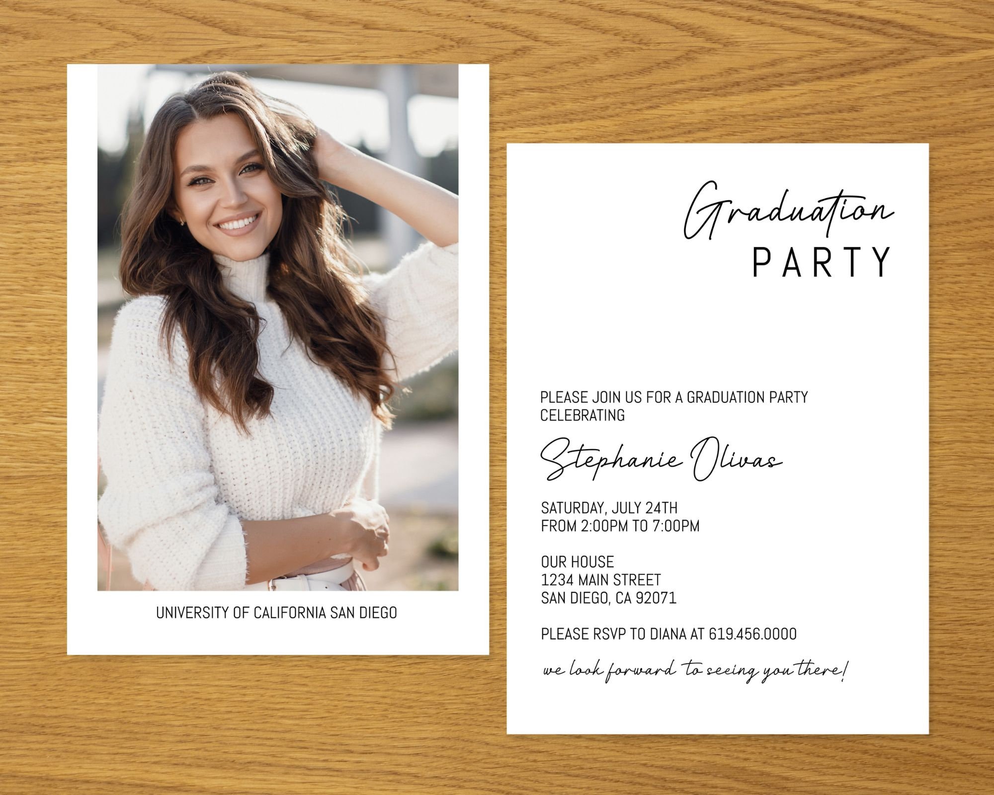 Graduation Invitation Template, Minimalist Graduation Party Invitation ...