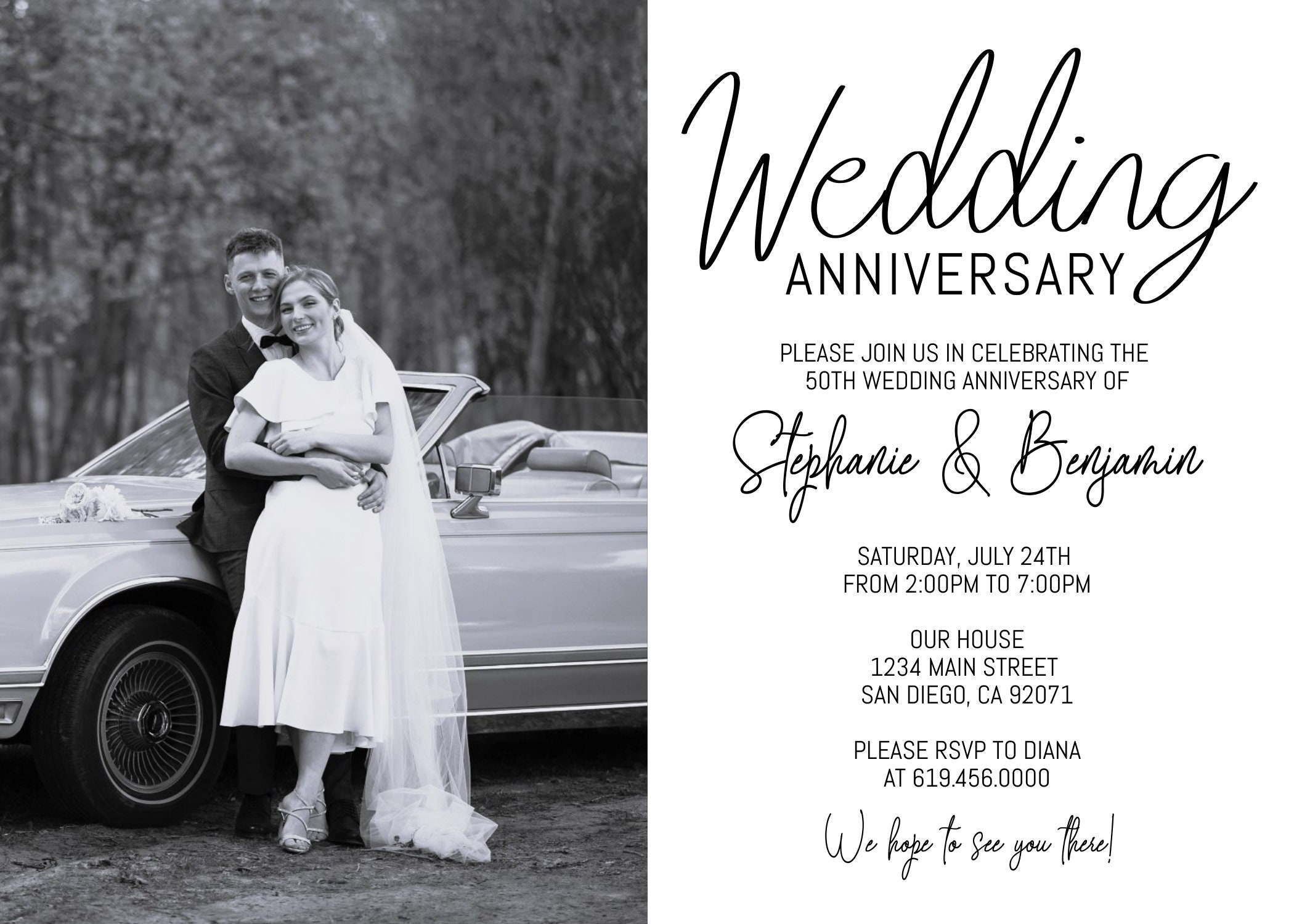 Modern Wedding Anniversary Photo Invitation Template, Corjl Instant ...