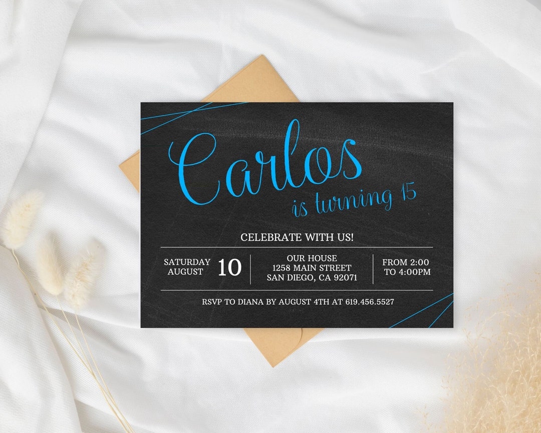Black and Blue Birthday Invitation for Boys/any AGE & Color Edit ...