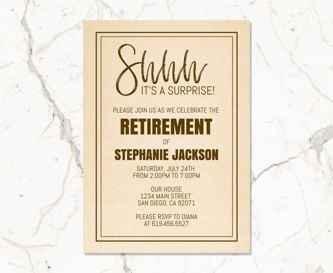 Shhh It's a Surprise Retirement Invitation Template/printable Vintage ...