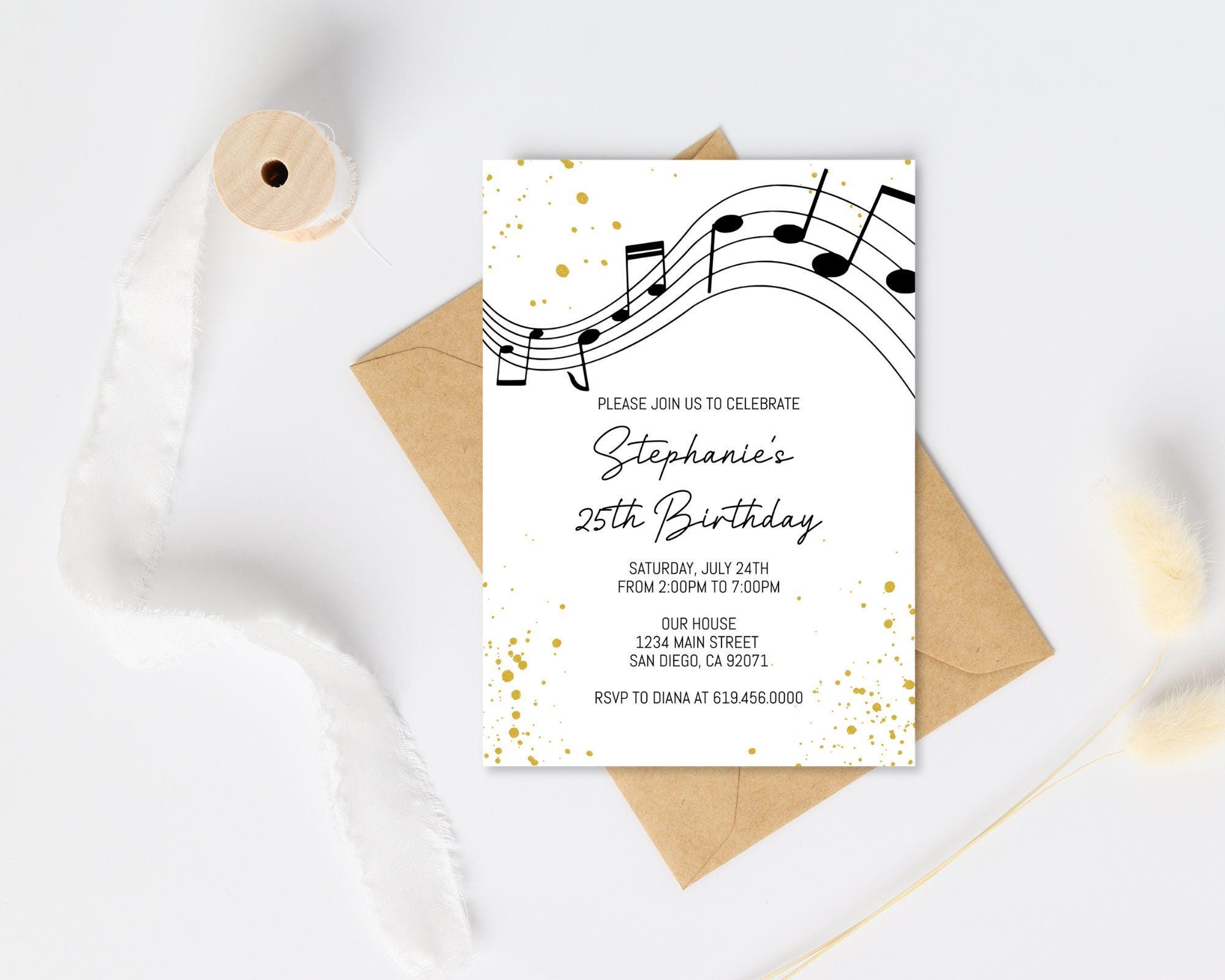Music Notes Birthday Party Invitation Template, Karaoke Music Theme ...