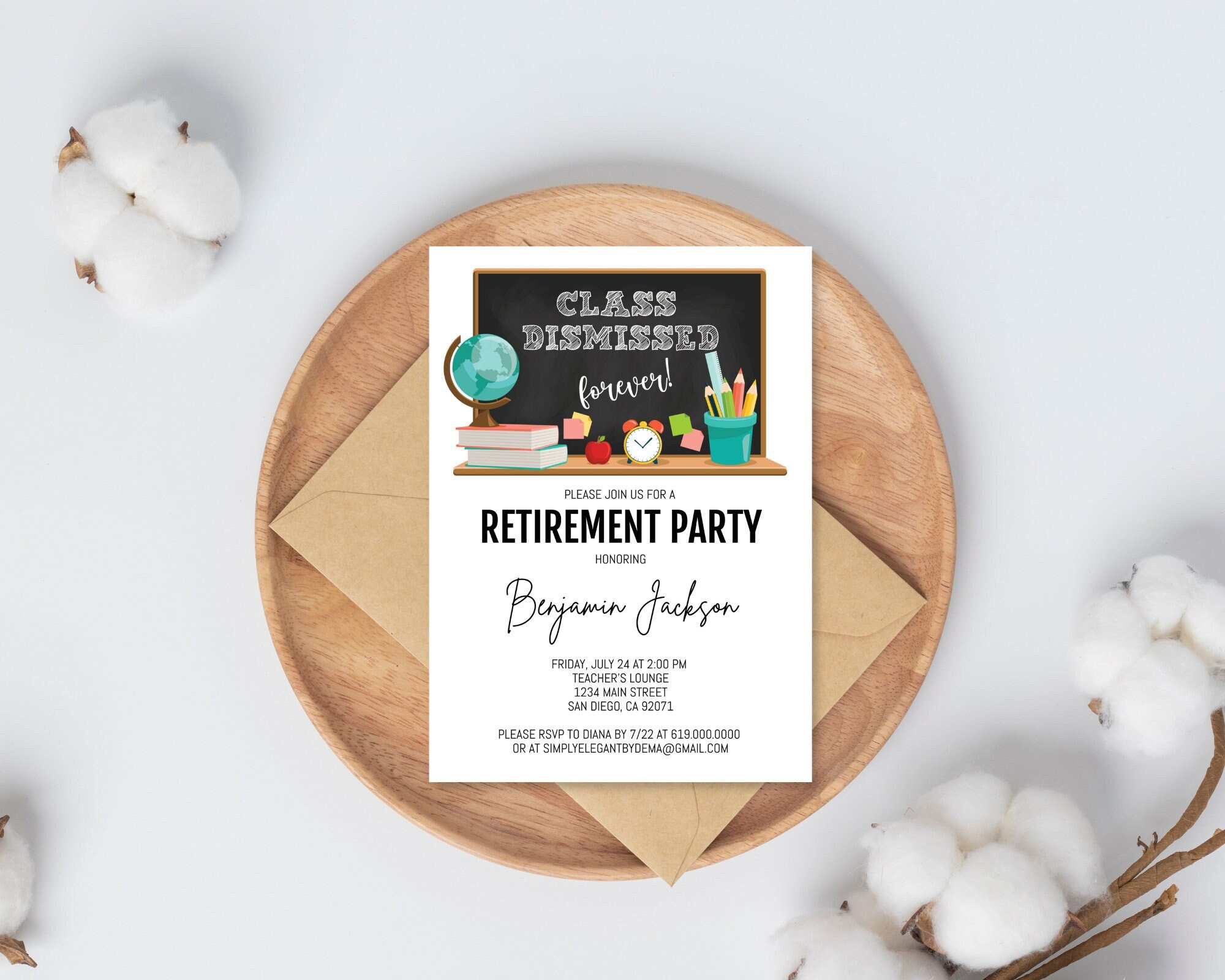 Teacher Retirement Invitation, Editable Class Dismissed Forever Party ...