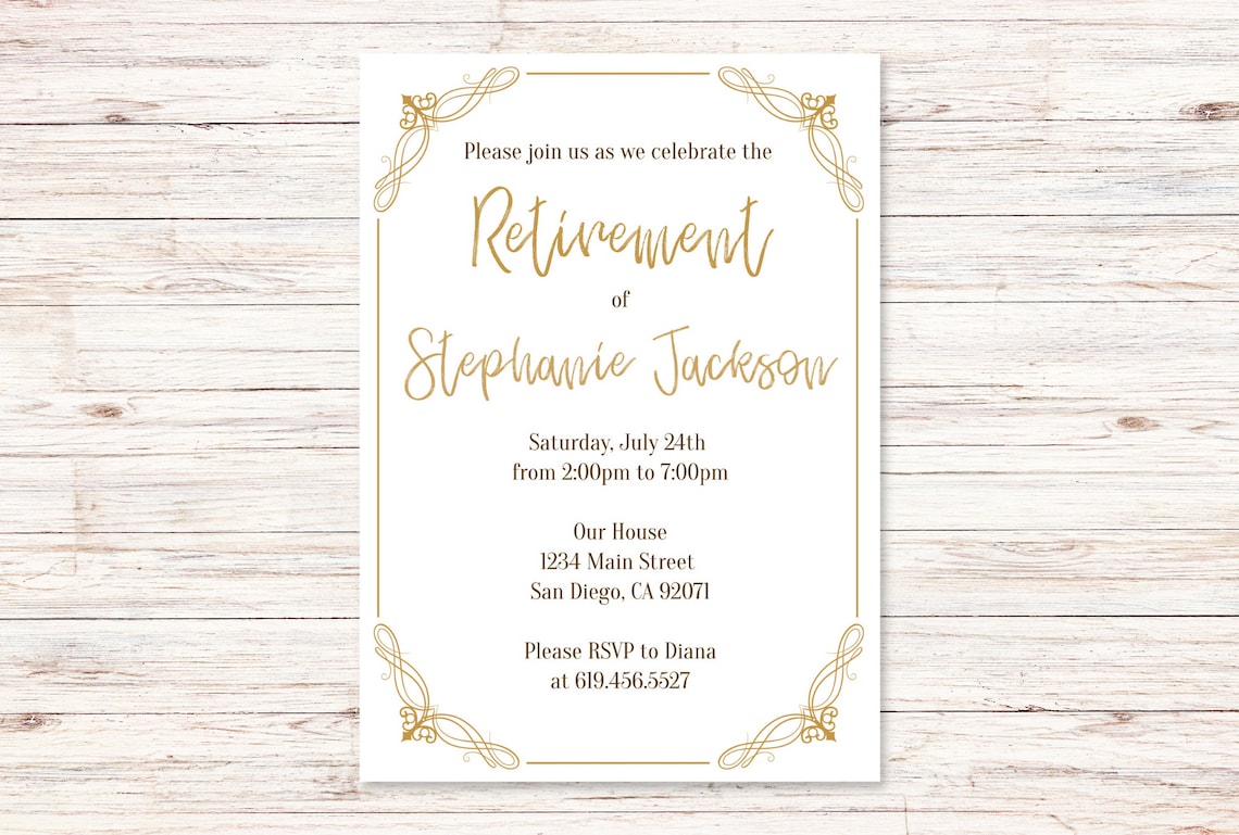 Gold Retirement Invitations for Him Her/edit - Etsy