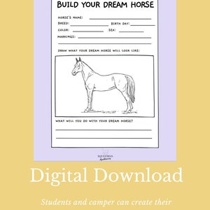 Printable Horse Camp Build Your Own Horse, Worksheet, Digital Download ...