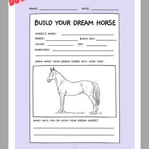 Printable Horse Camp Build Your Own Horse, Worksheet, Digital Download ...