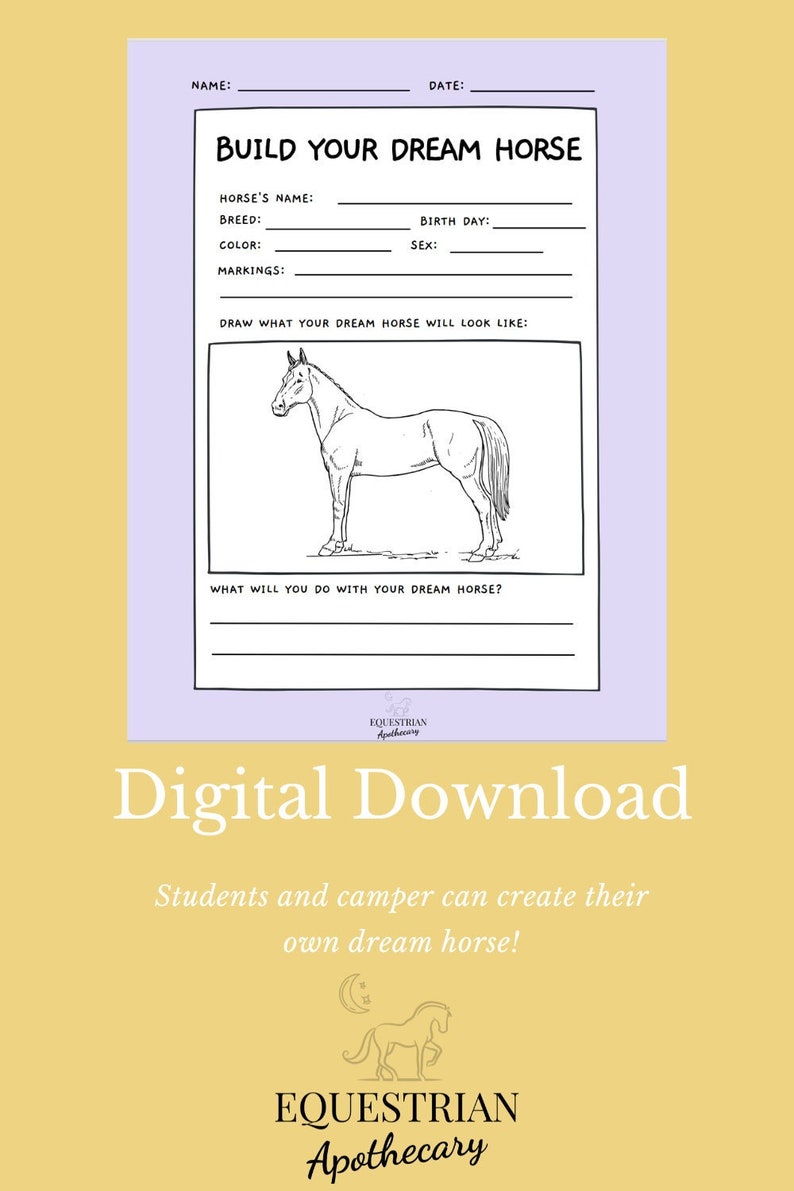 Printable Horse Camp Build Your Own Horse, Worksheet, Digital Download ...