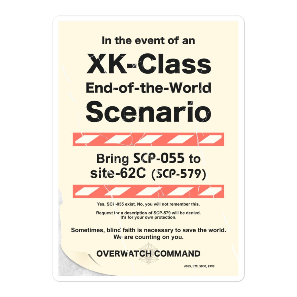 SCP Warning Sticker in the Event of an XK Class - Etsy