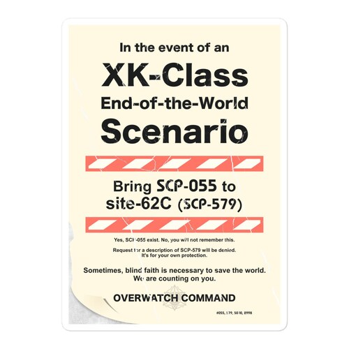 SCP Warning Poster in the Event of an XK Class - Etsy