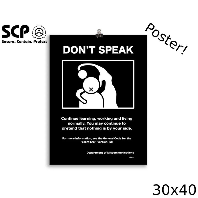 SCP WARNING Poster Don't Speak Scp-foundation Poster - Etsy