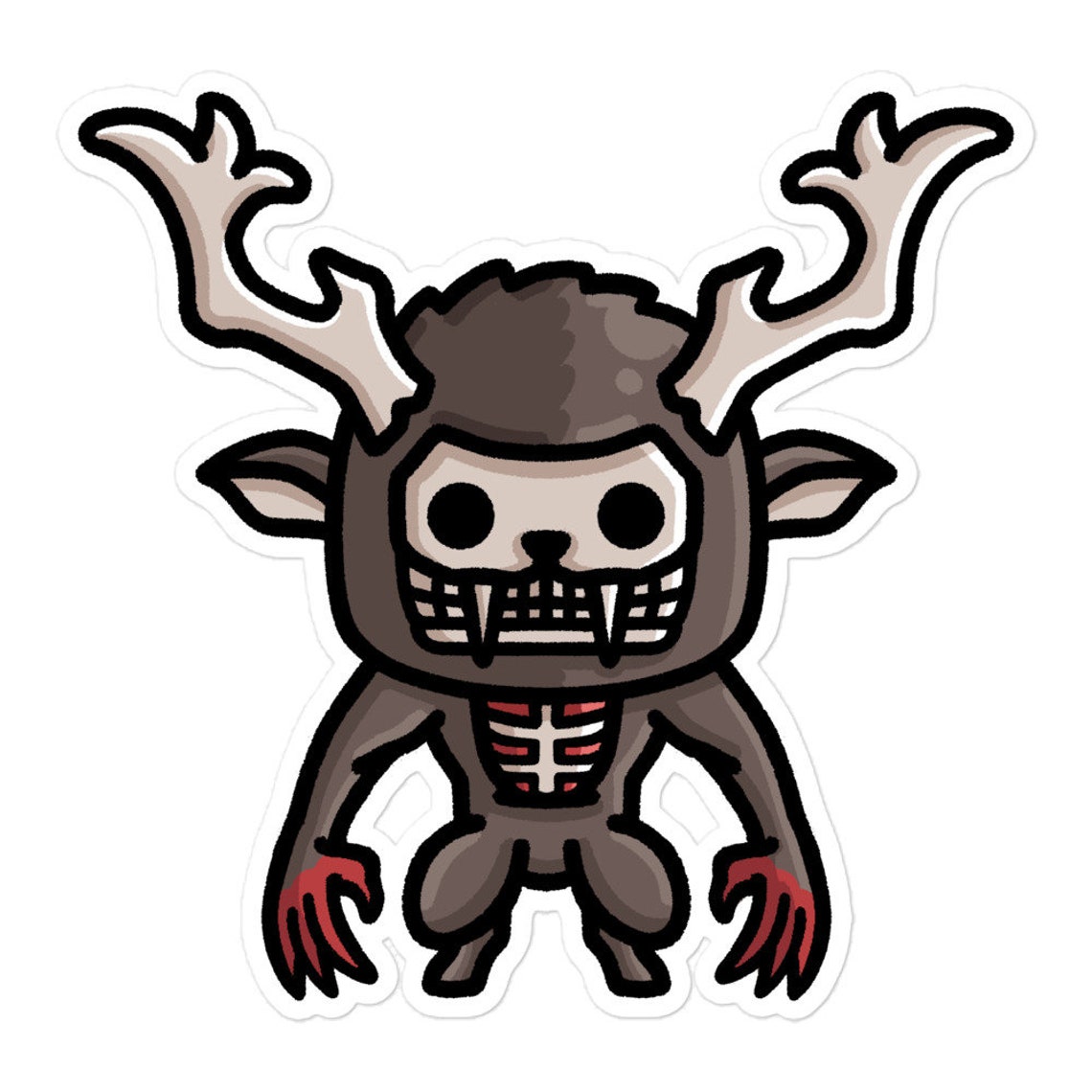 Cute Wendigo Sticker Cryptid Chibi Kawaii Cartoon Art - Etsy