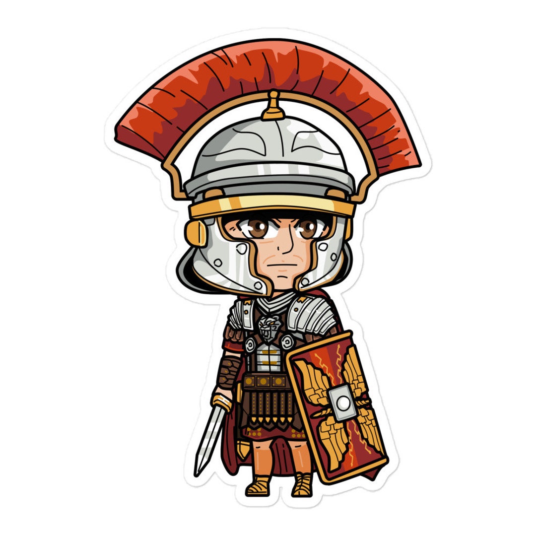 Cute Roman Empire Legionary Soldier Sticker Chibi Kawaii Cartoon Art ...