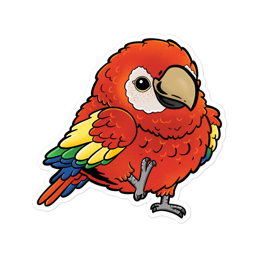 Cute Scarlet Macaw Sticker Parrot Bird Birb Chibi Kawaii - Etsy