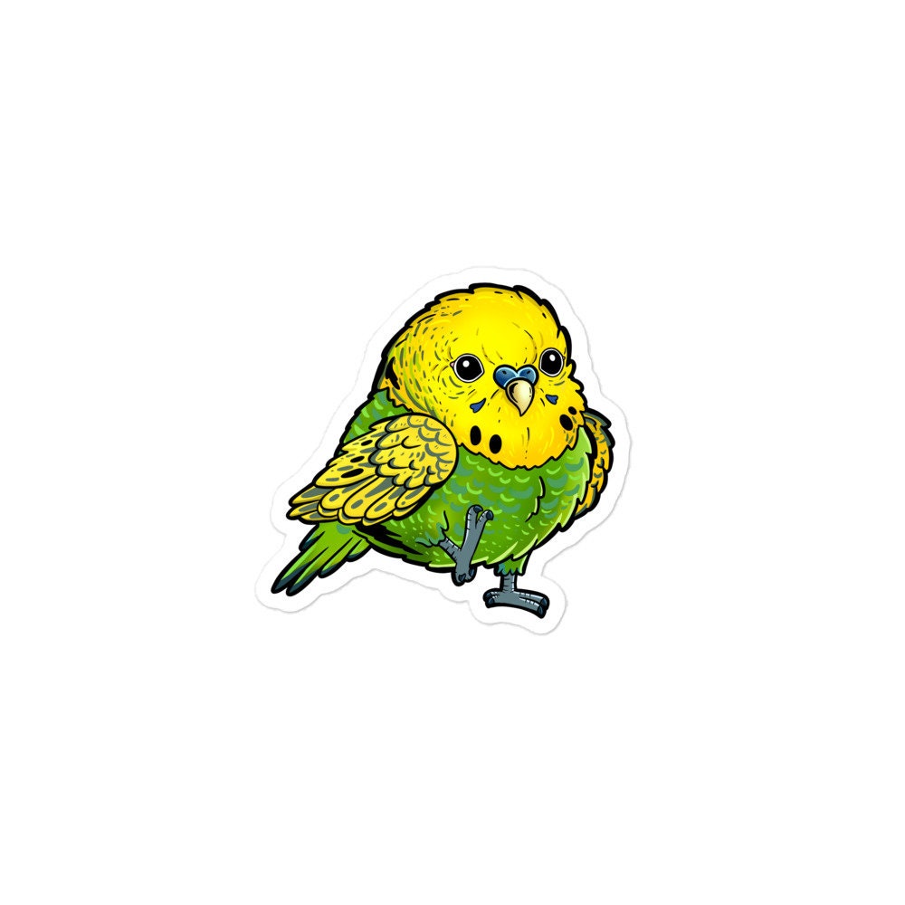 Cute Green Budgie Sticker Parrot Chibi Kawaii Cartoon Art - Etsy