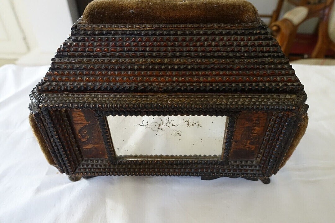 Tramp Art Jewelry Box / Couture Wooden Sewing Tramp Art Box - Etsy