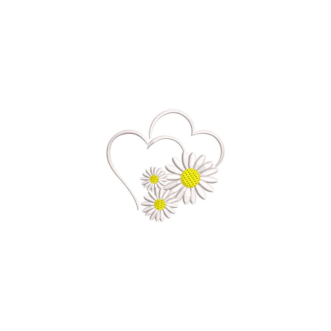Embroidery Design Hearts With Daisies, for Embroidery Machine - Etsy
