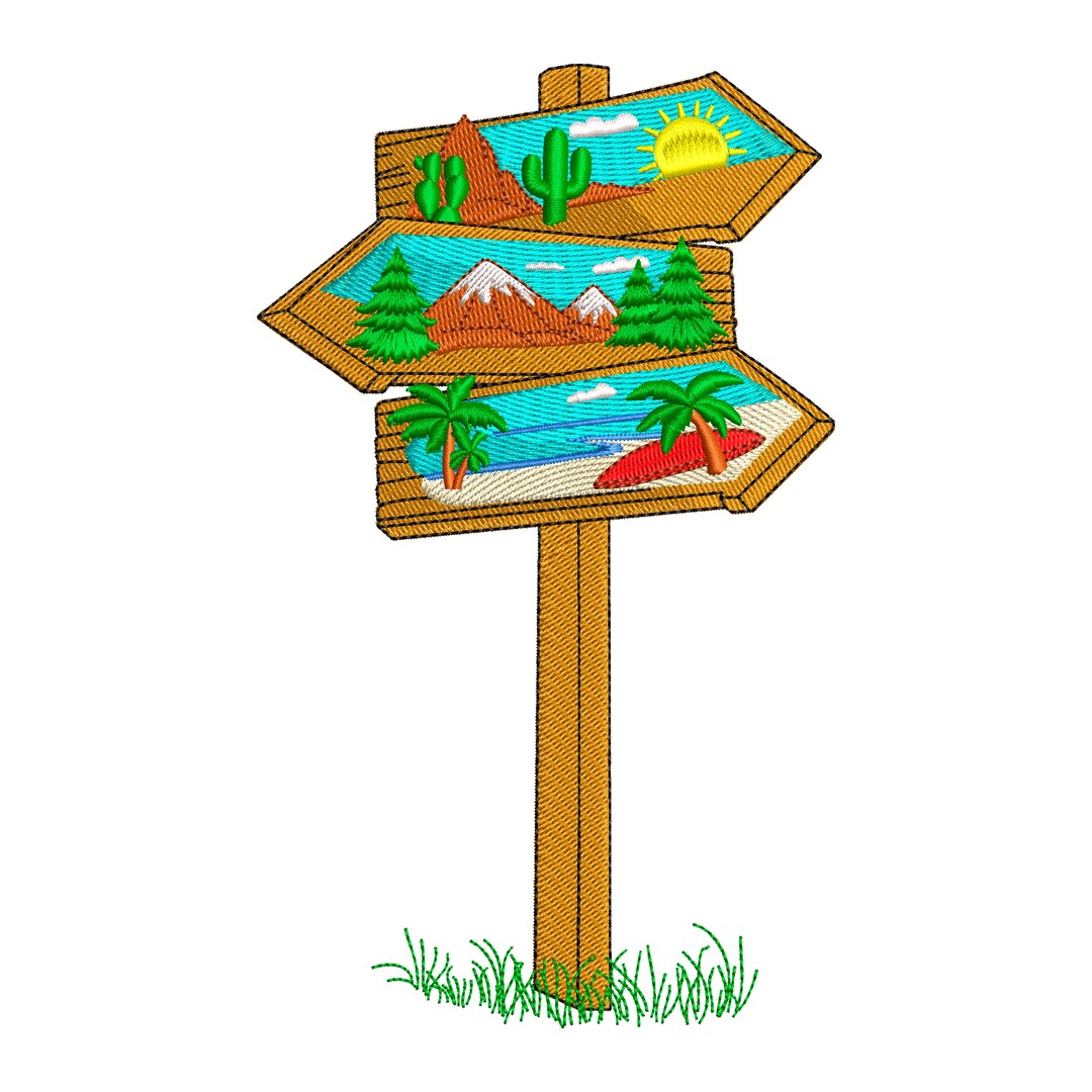 Embroidery Design Poster Traffic Sign With Landscapes, 4 Sizes - Etsy