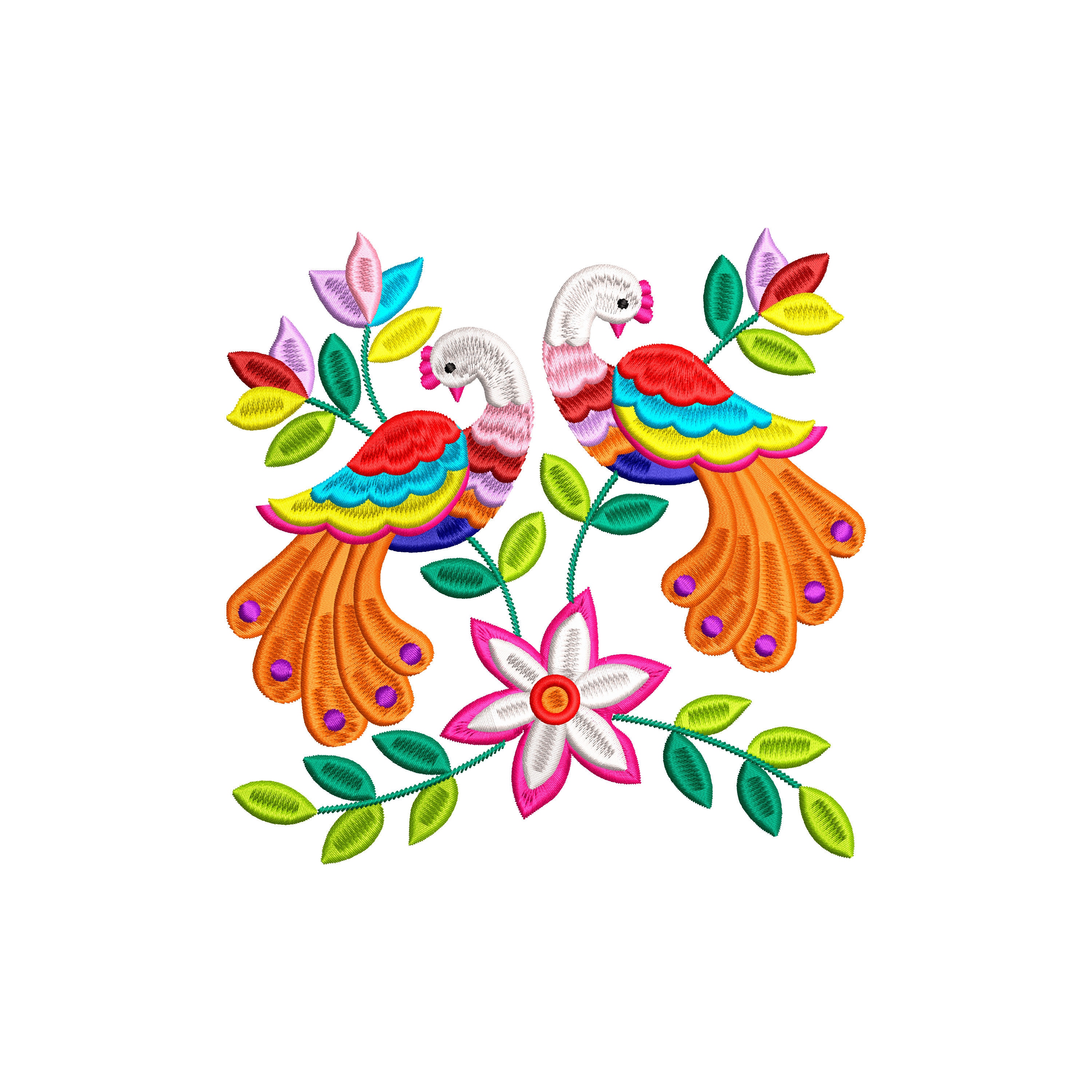 Mexican Style Bird Embroidery Design, Tenango Embroidery, Otomi ...