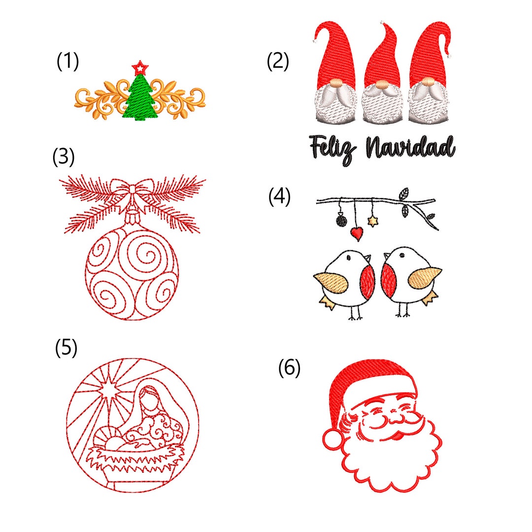 Small Christmas Designs, Christmas Embroidery Pack, Embroidery Designs ...