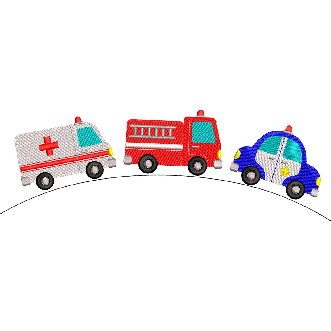 Emergency Vehicle Embroidery Designs, 2 Versions in 5 Sizes Each - Etsy