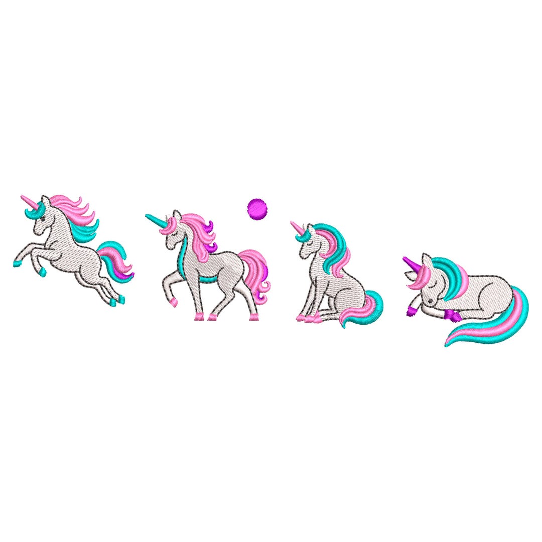 Embroidery Design Border of 4 Unicorns for Embroidery Machine 4 Sizes ...