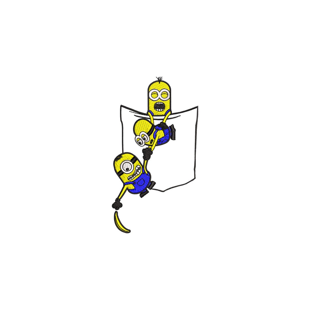 Minions in Pocket Embroidery Design for Embroidery Machine - Etsy