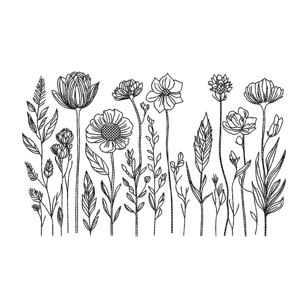 Wildflower Machine Embroidery Designs, 4 Sizes - Etsy
