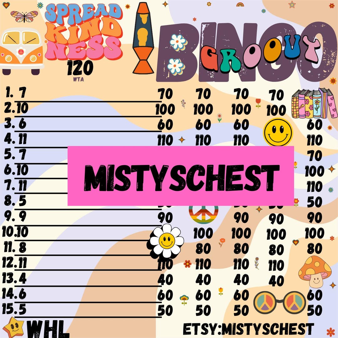Groovy Bingo Game - Etsy