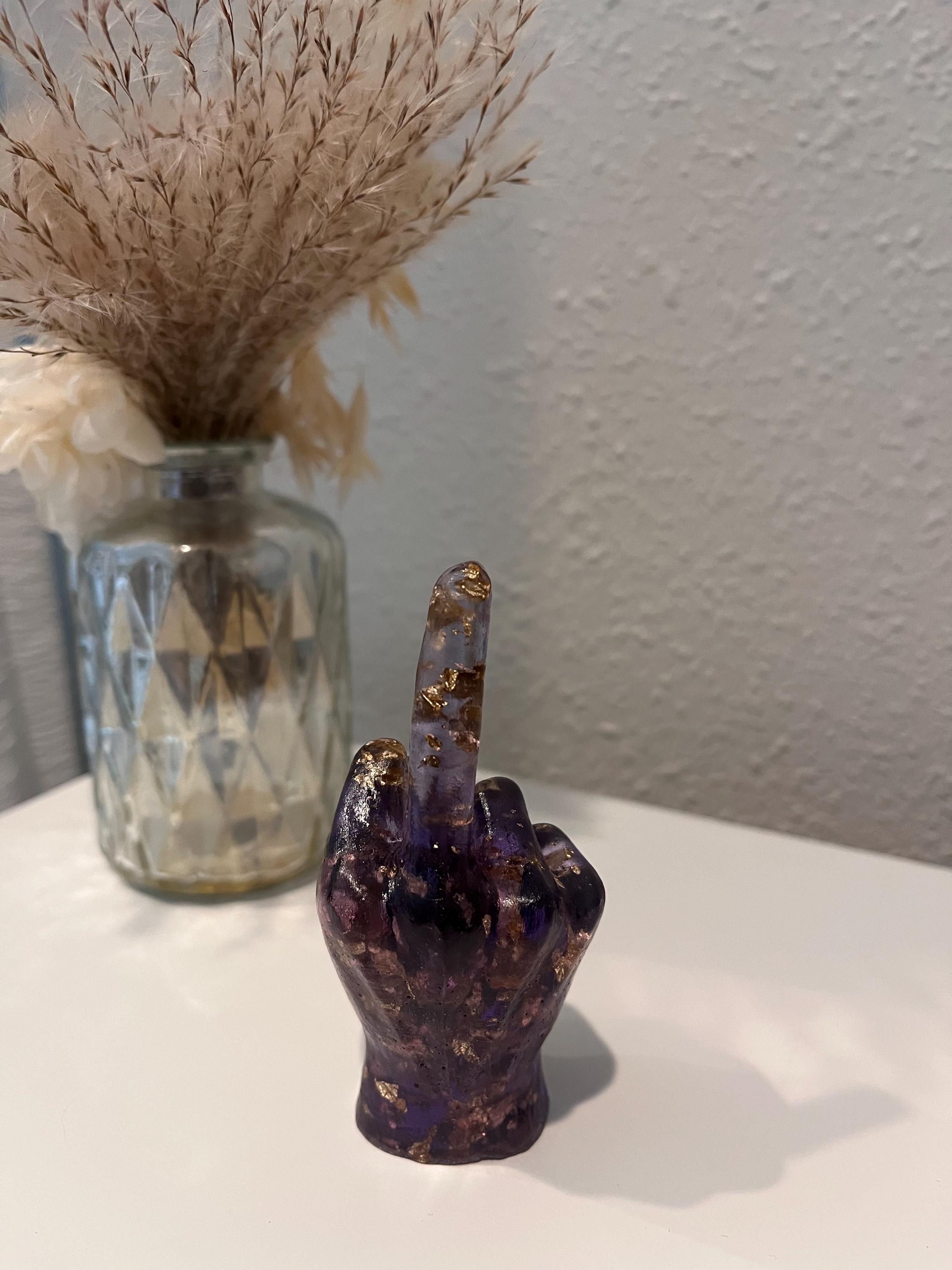 Funny Middle Finger Paperweight: Epoxy Resin Desk Decor & Ring Holder ...